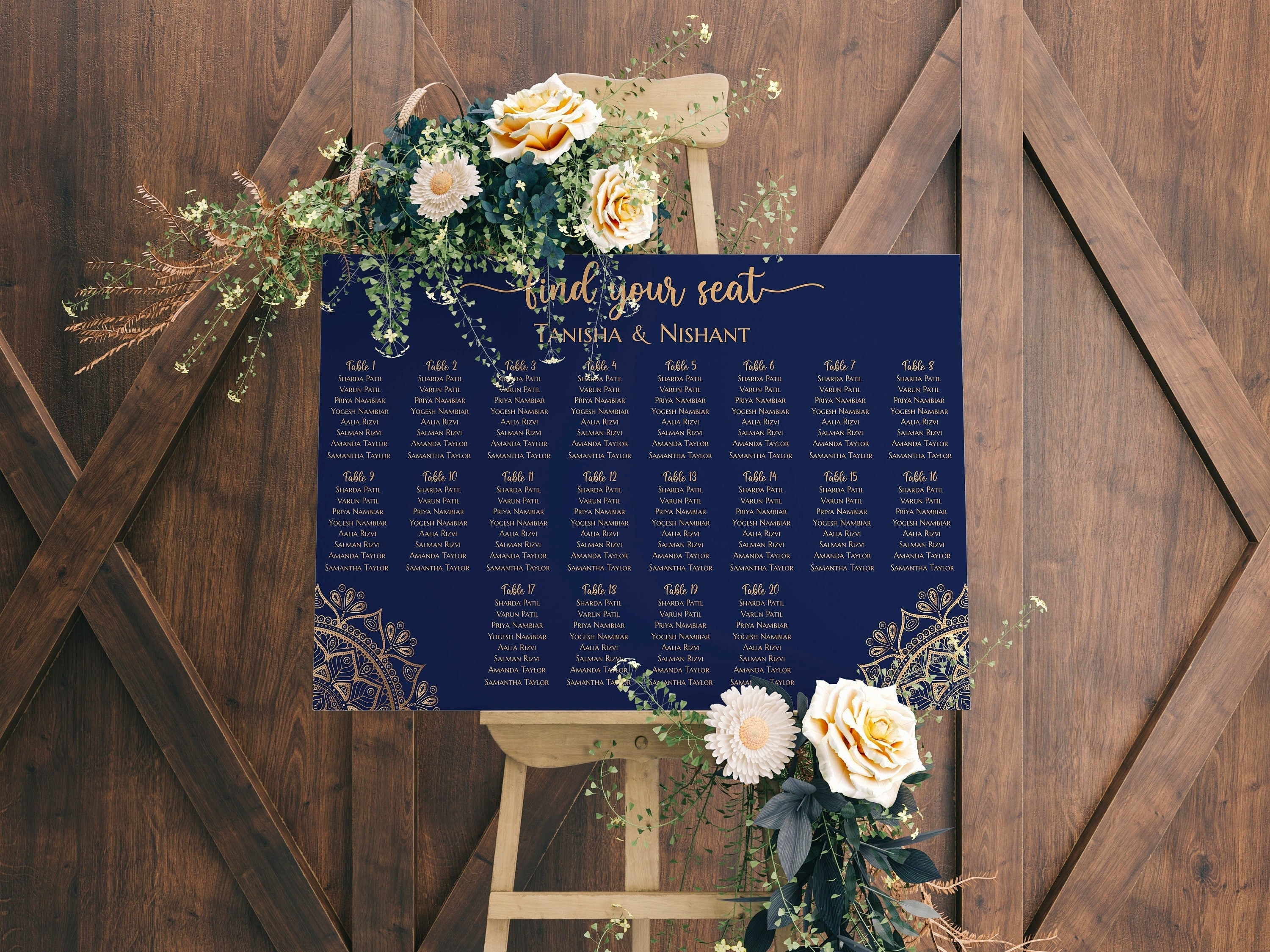 Seating Chart Template Indian Wedding Seating Chart Wedding Decor ...