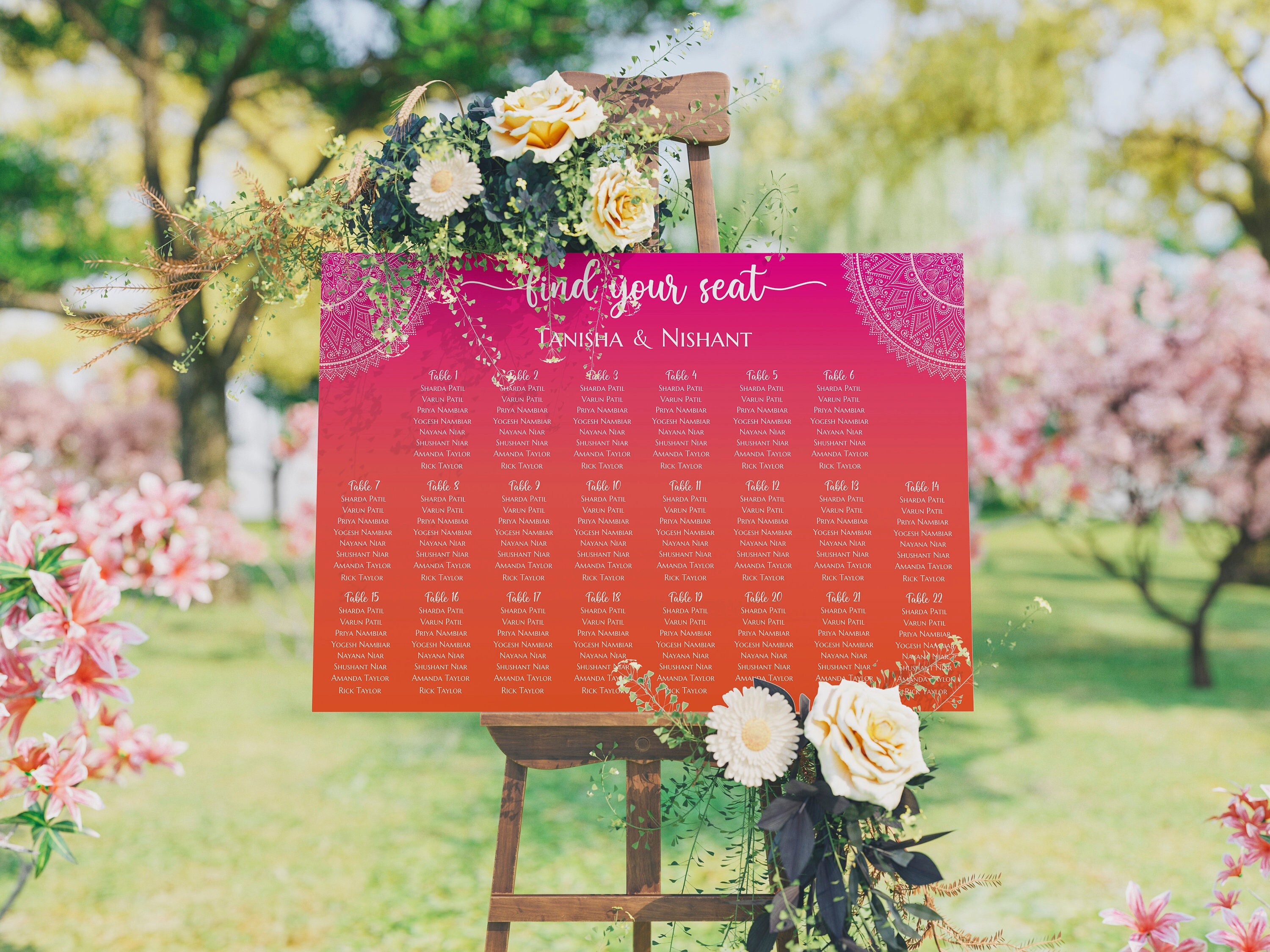 Indian Seating Chart Wedding Seating Chart Indian Wedding Decor Indian ...