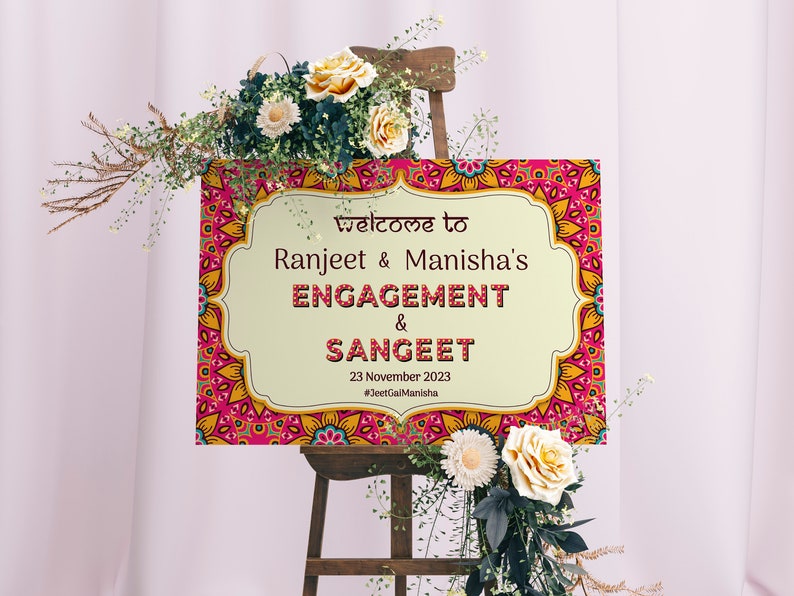Welcome Sign Engagement & Sangeet Indian Wedding Decor Welcome Sign ...