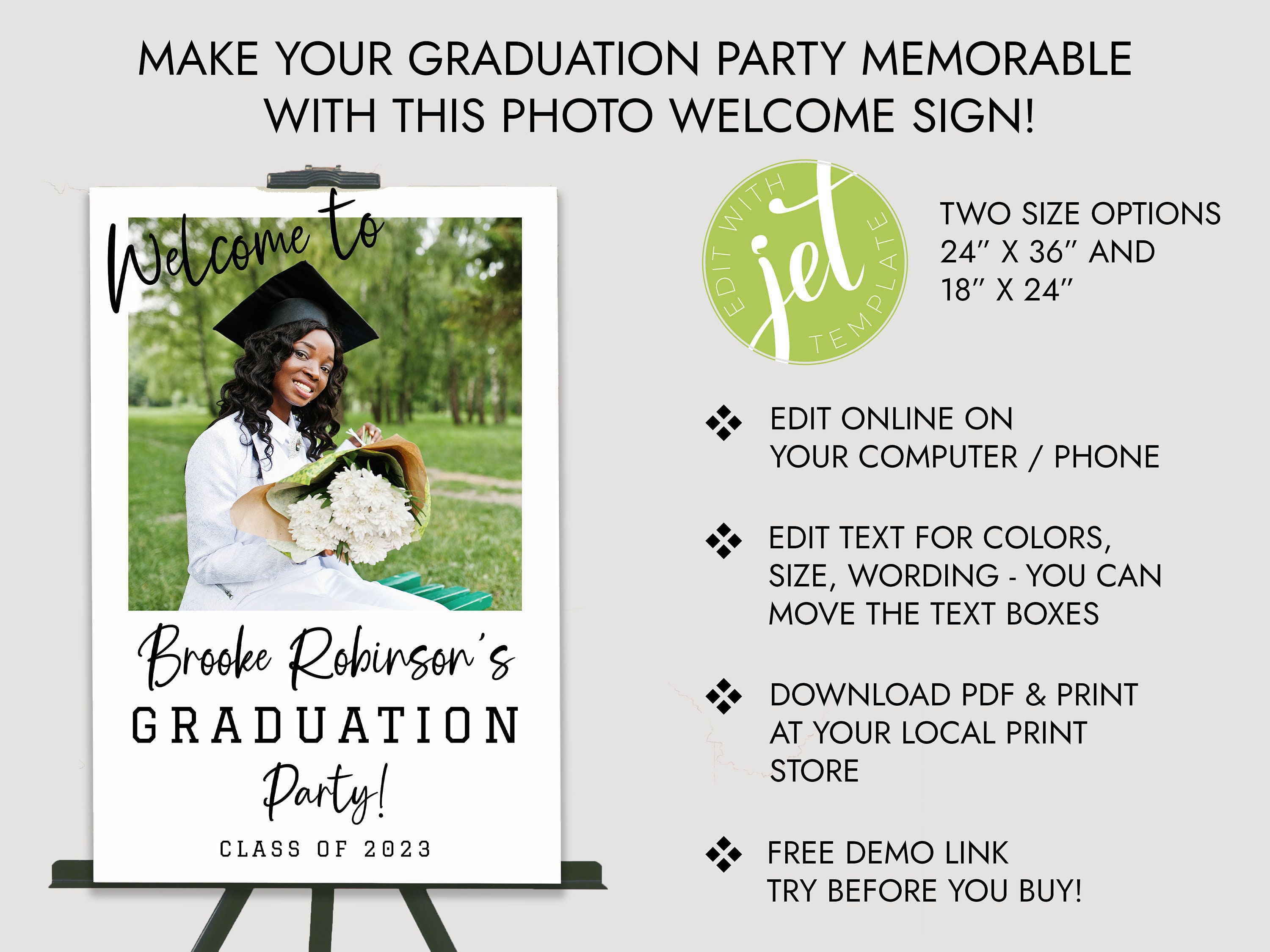 Graduation Welcome Sign Grad Party Sign With Photo Sign for Graduation ...