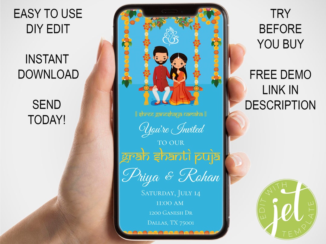 Gruhapravesam Invitation Indian Housewarming Invite Graha Shanti ...
