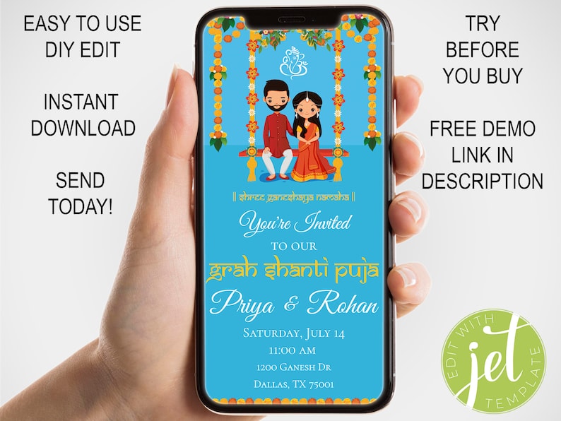 Gruhapravesam Invitation Indian Housewarming Invite Graha Shanti ...