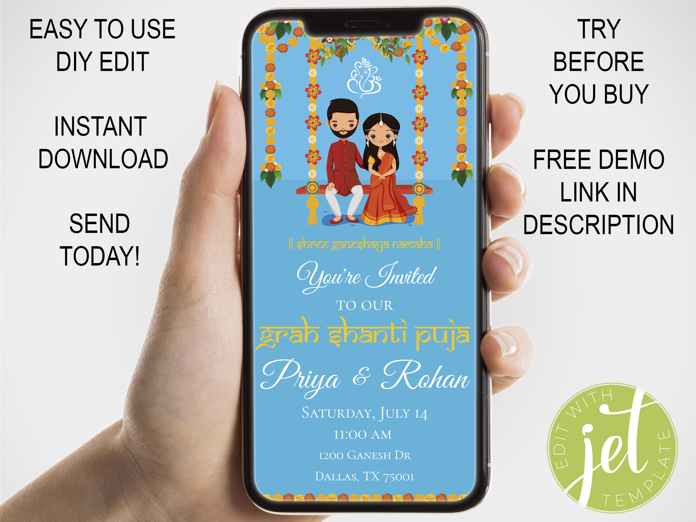 Gruhapravesam Invitation Indian Housewarming Invite Graha Shanti ...