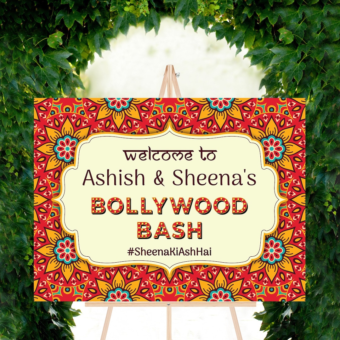 Bollywood Party Welcome Sign Indian Wedding Party Welcome Decor ...