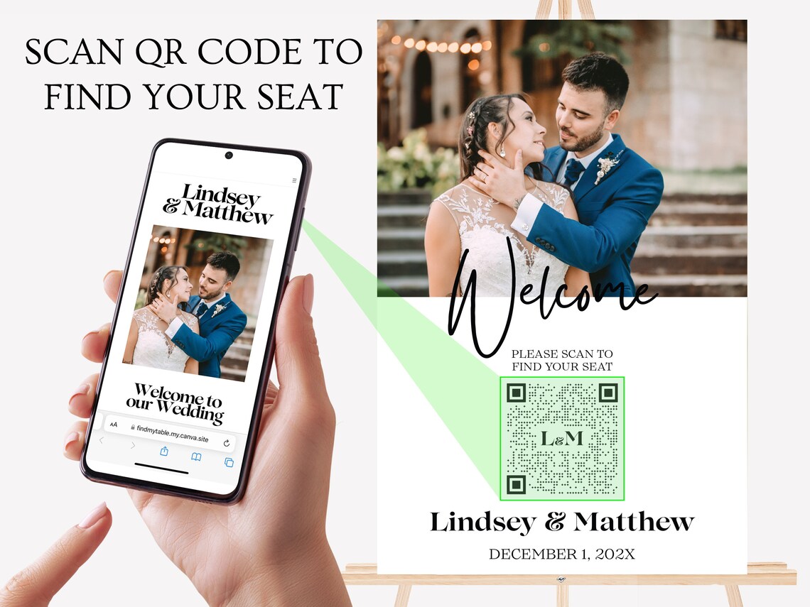 Seating Chart Digital Canva Scan QR Code to Find Your Seat Digital ...