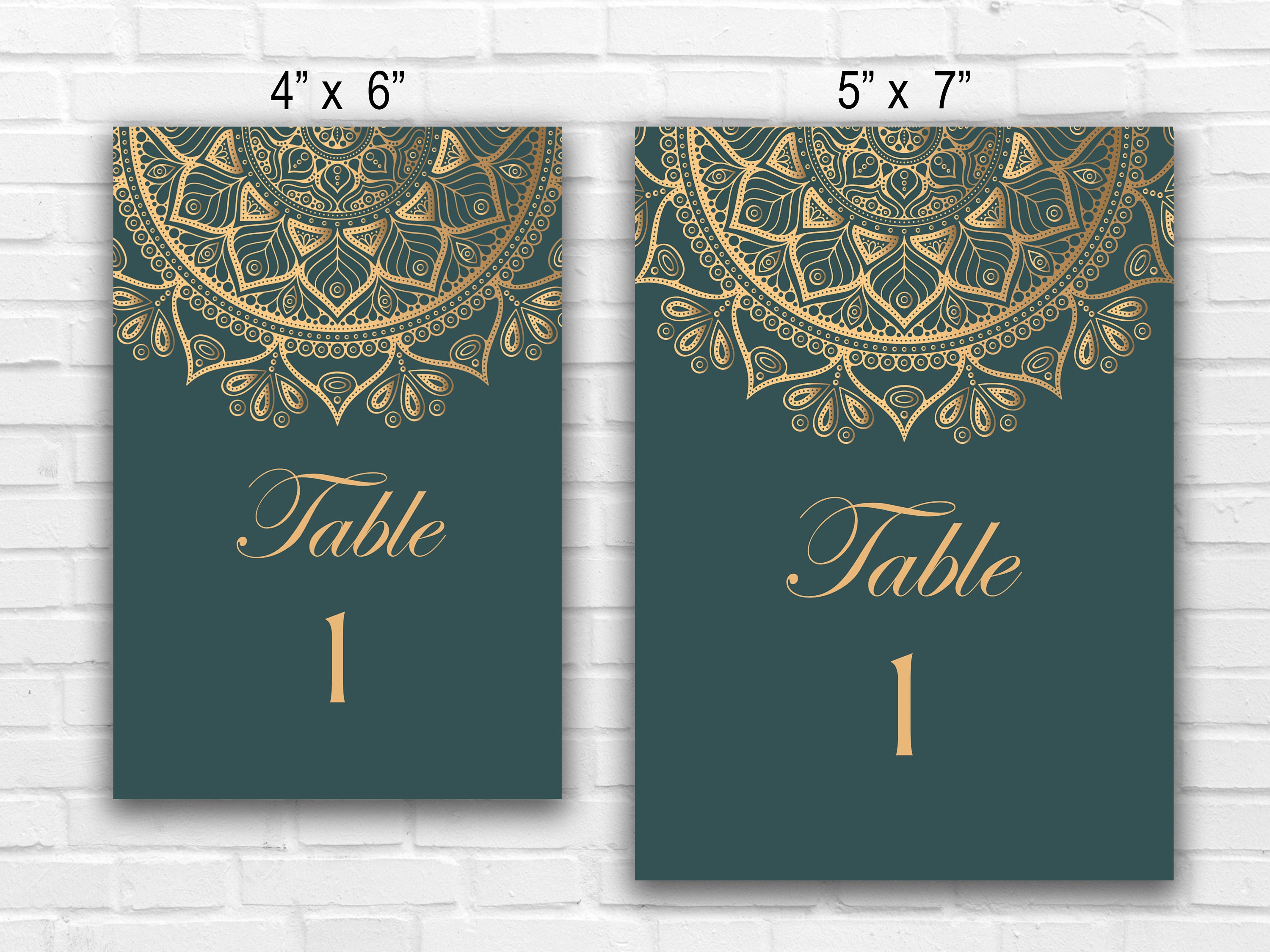 Elegant Green and Gold Printable Table Number Template - Etsy