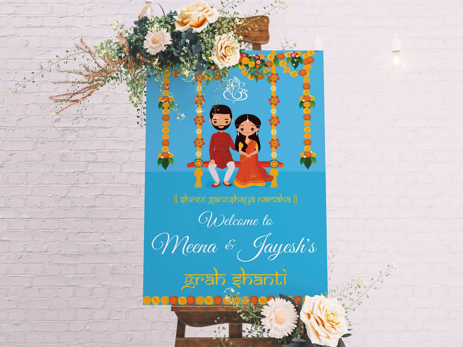 Welcome Sign Grah Shanti Sign for Ganesh Puja Function Indian Wedding ...