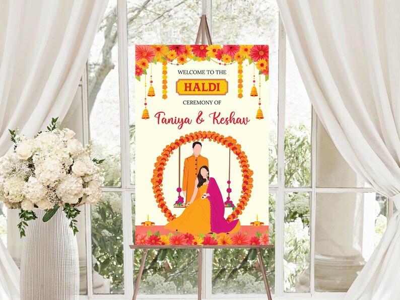 Haldi Sign Maiyan Welcome Sign Pithi Couple Decor Haldi Banner Haldi ...