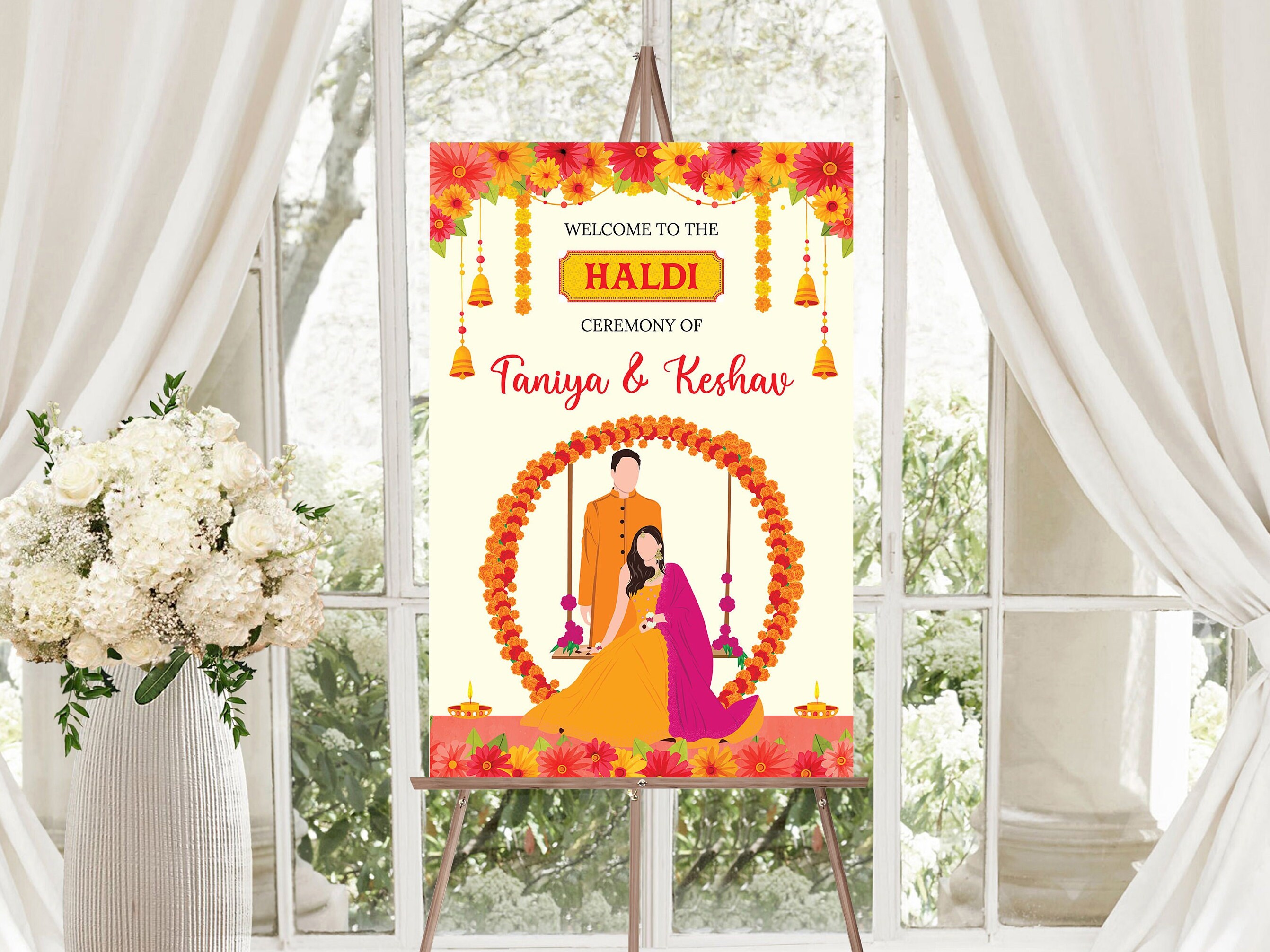 Haldi Sign Maiyan Welcome Sign Pithi Couple Decor Haldi Banner Haldi ...