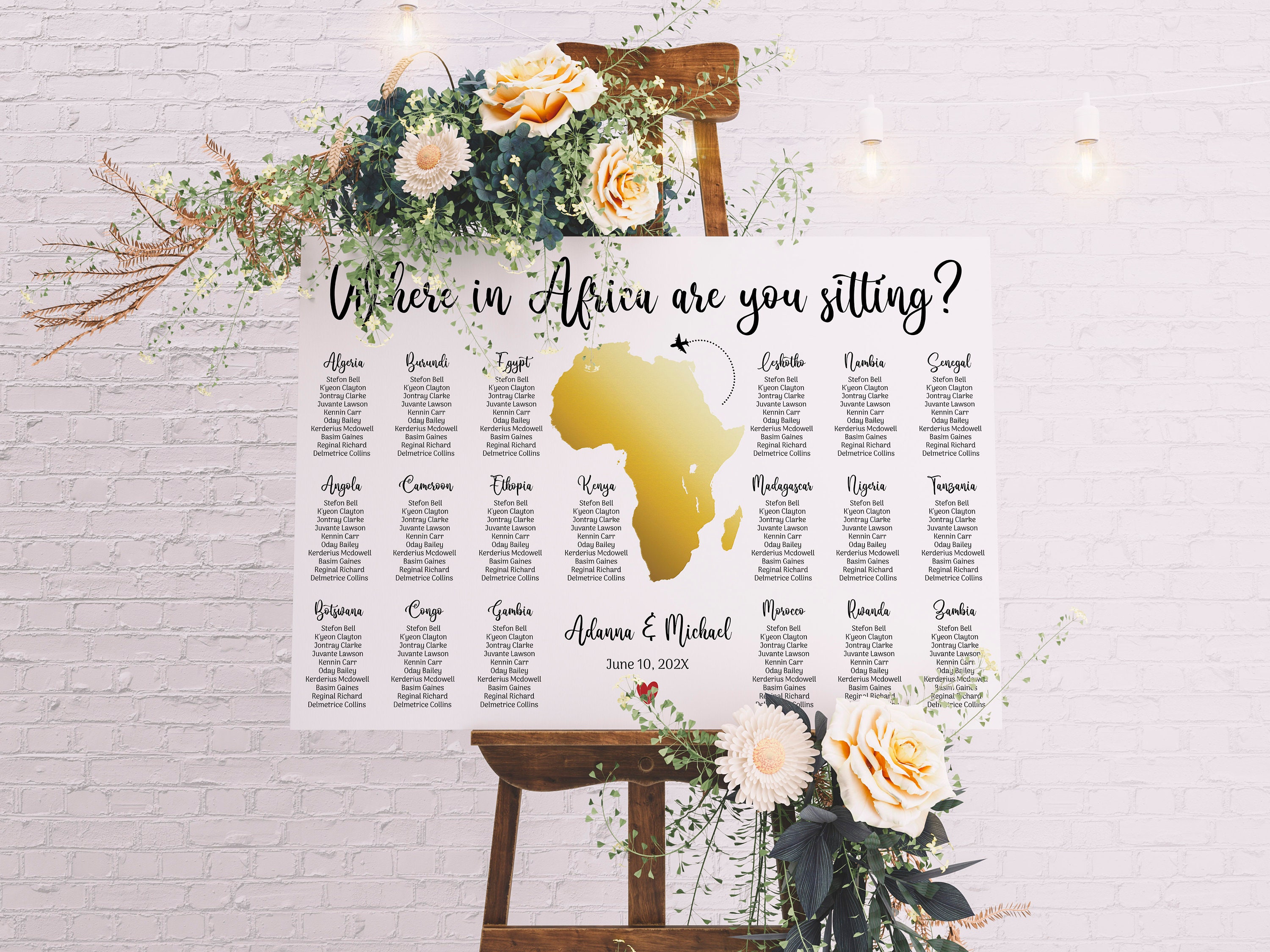 Seating Chart Template African Theme Wedding Seating Chart Wedding ...