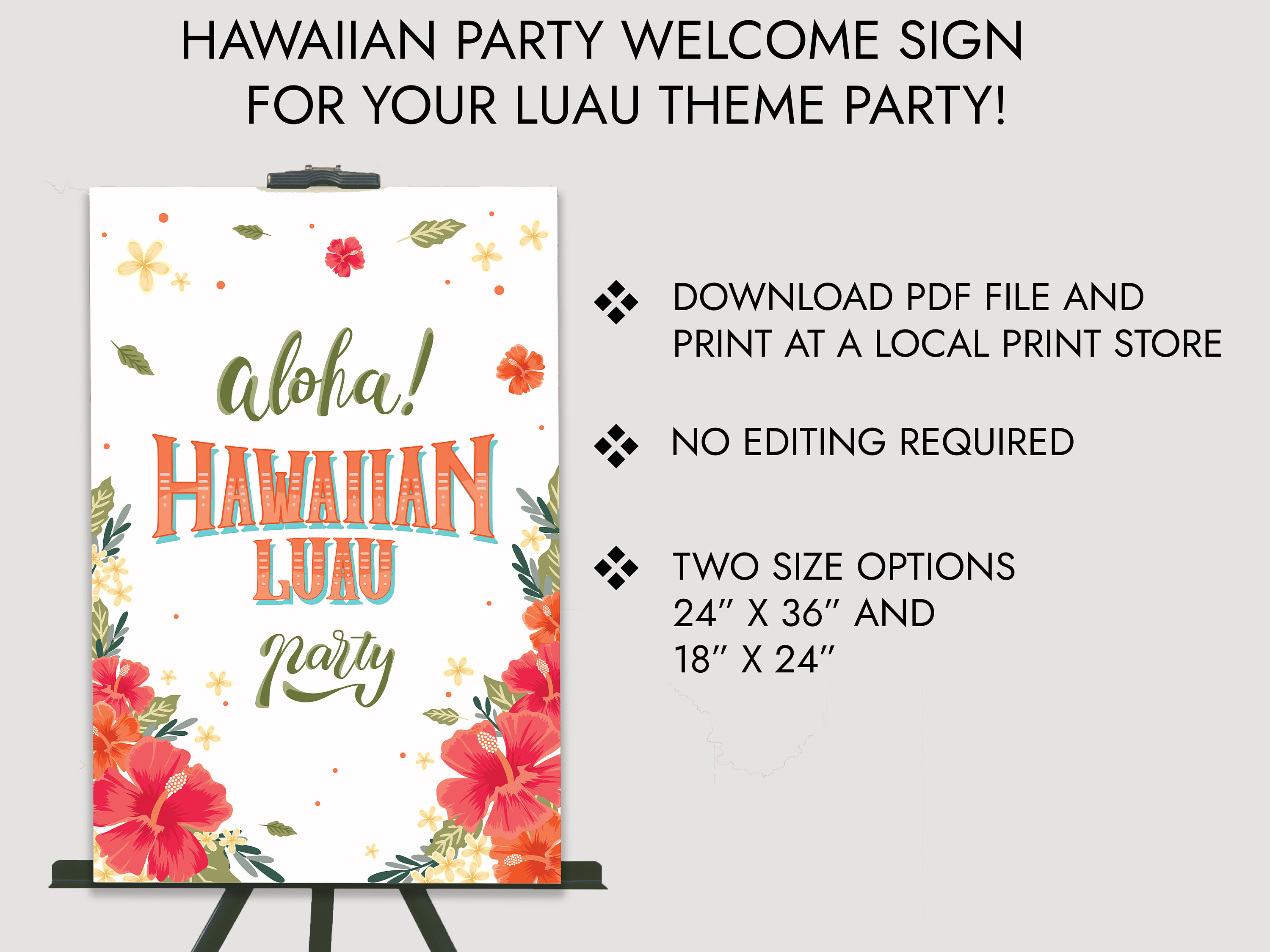 Hawaiian Welcome Sign Luau Party Decor Hawaiian Luau Theme Party ...