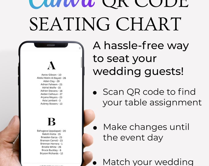 Find Your Seat QR Code. Digital Seating Chart With QR Code. Modern ...