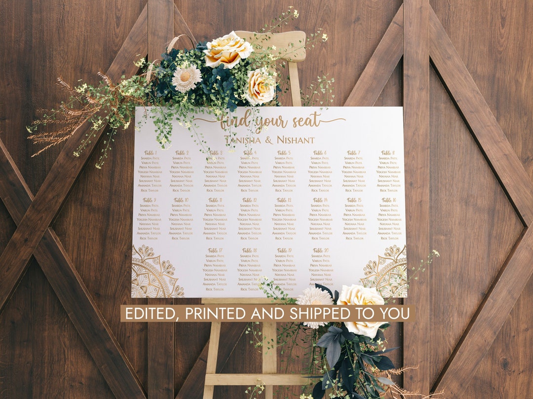 Seating Chart Table Seating Plan Alphabetical Seating Chart Wedding ...