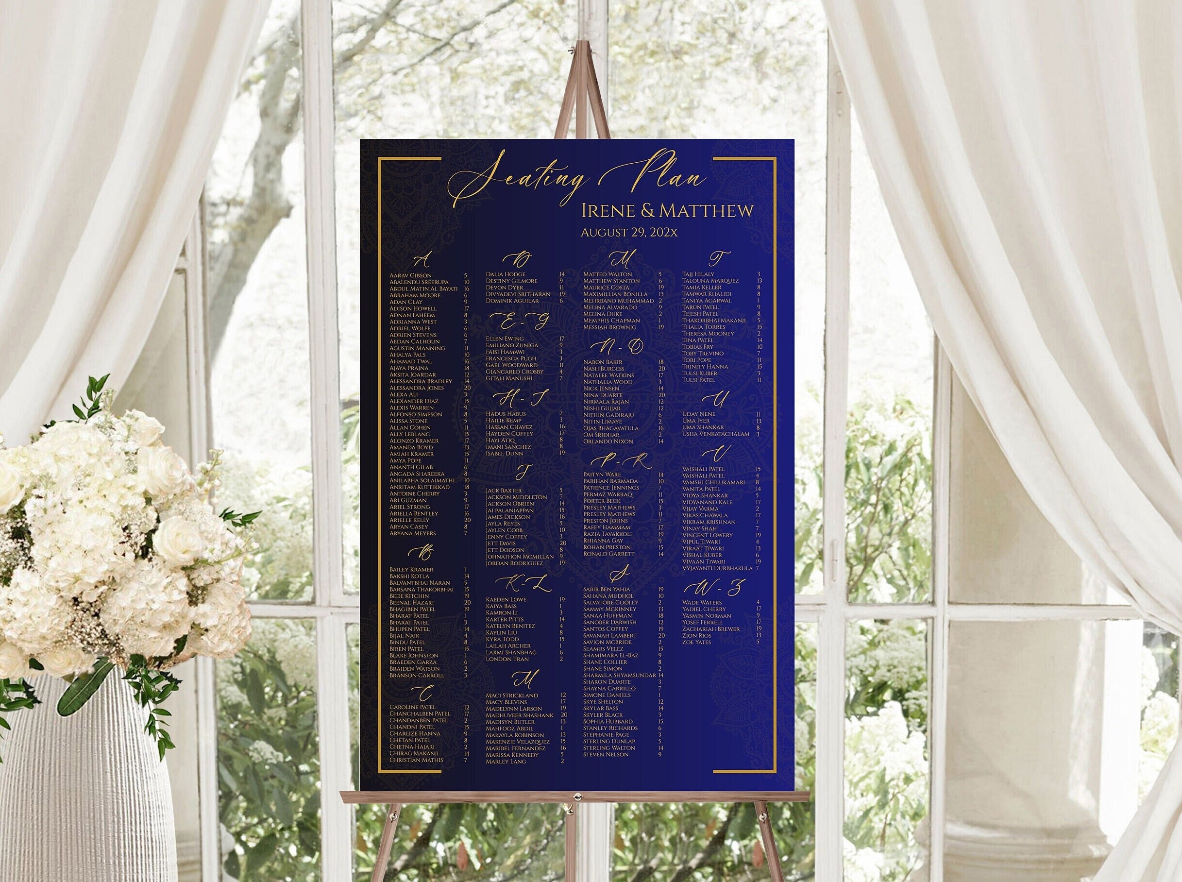 Seating Chart Blue Gradient Seating Plan Wedding Seating Sign Indian ...