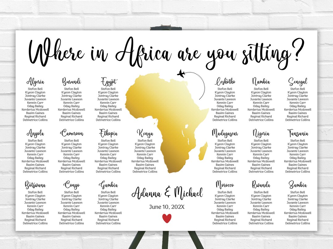 Seating Chart Template African Theme Wedding Seating Chart Wedding ...