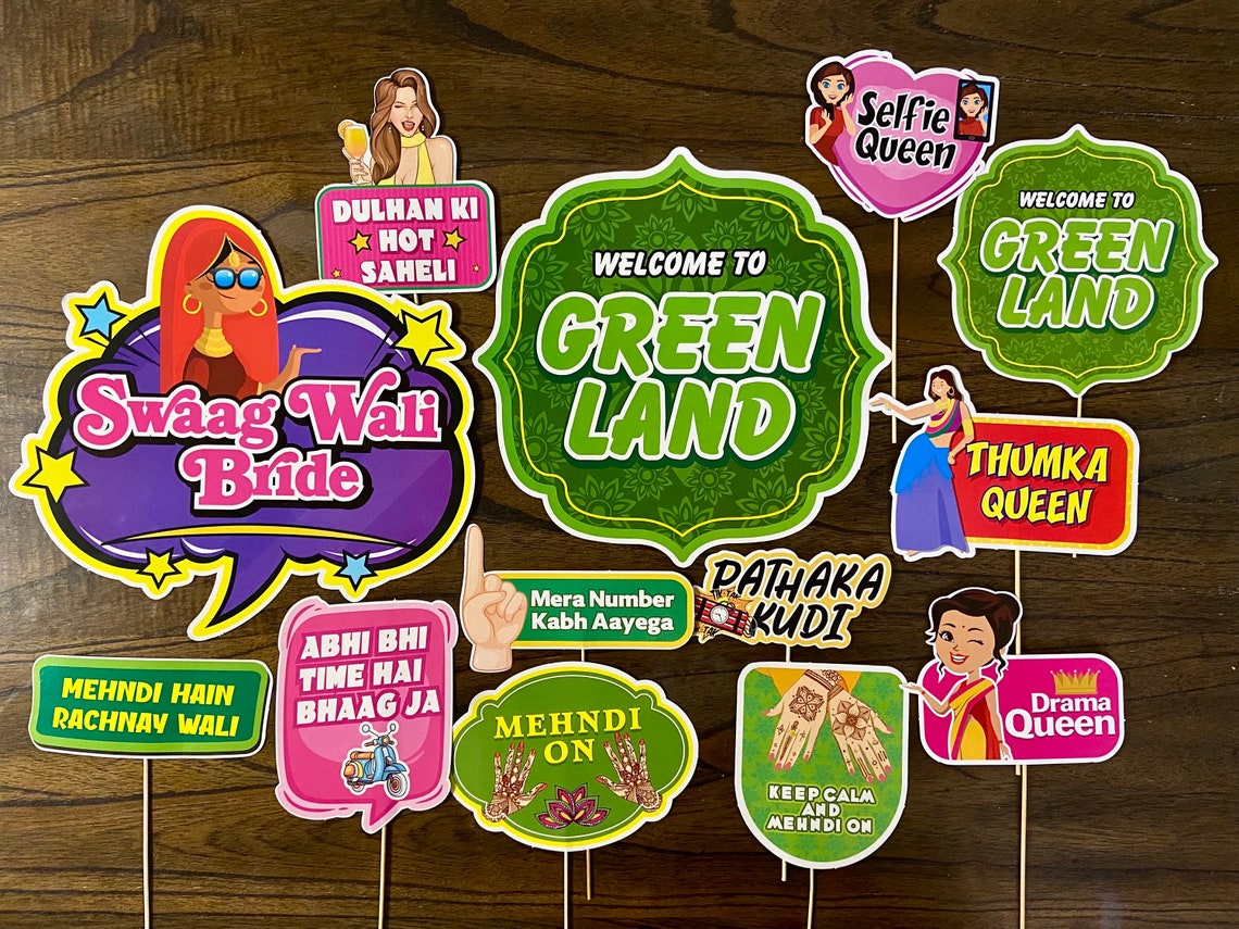Mehndi Prop Signs Banners Posters Mehndi 3 in 1 Set Desi Wedding Props ...