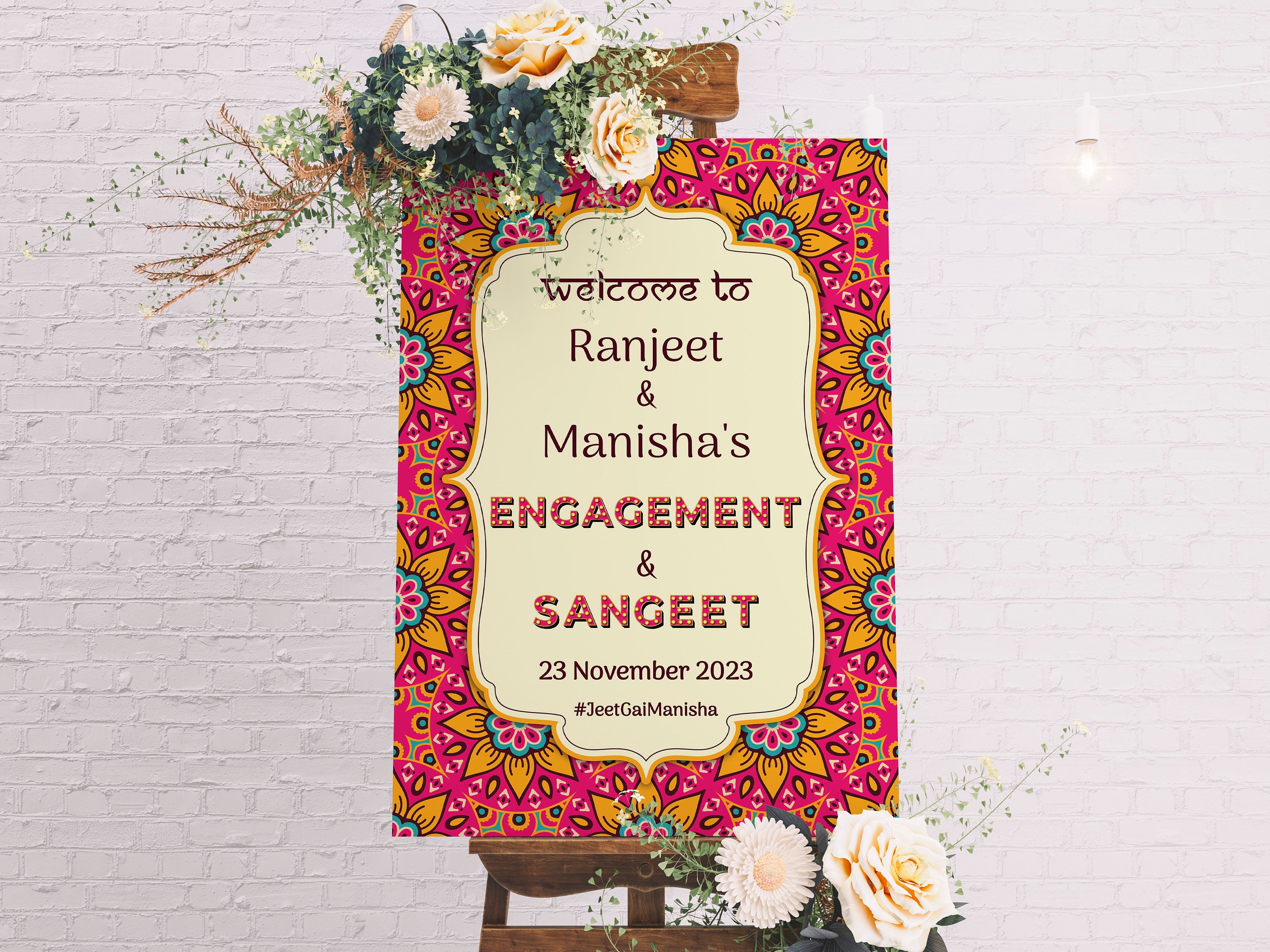 Welcome Sign Engagement & Sangeet Indian Wedding Decor Welcome Sign ...