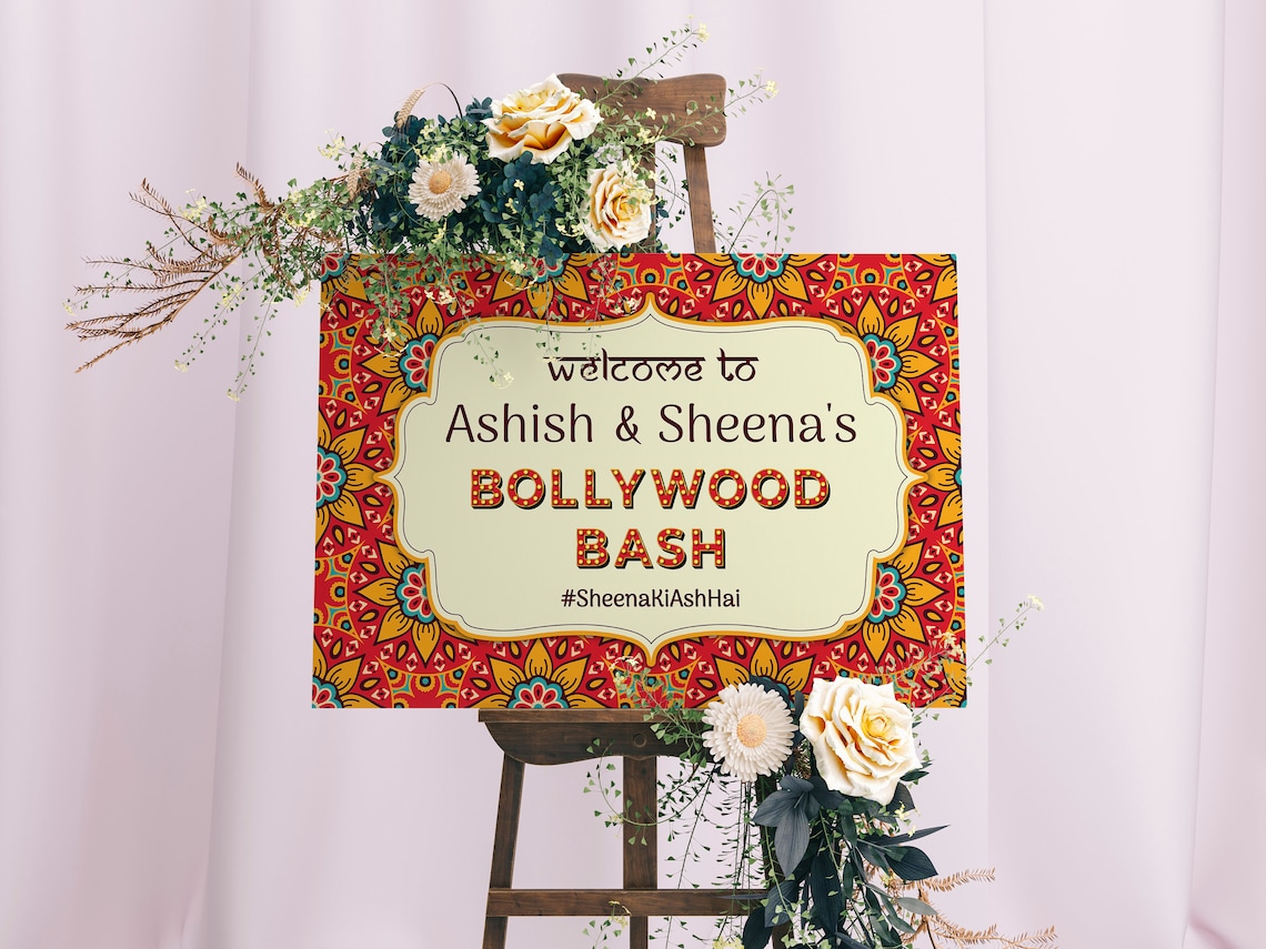 Bollywood Party Welcome Sign Indian Wedding Party Welcome - Etsy