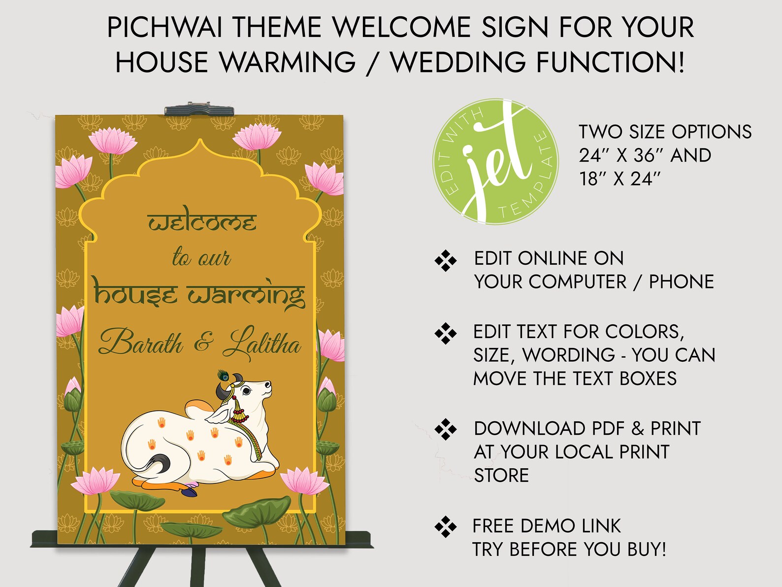 Gruhapravesham Sign Pichwai Indian Housewarming Welcome Board ...