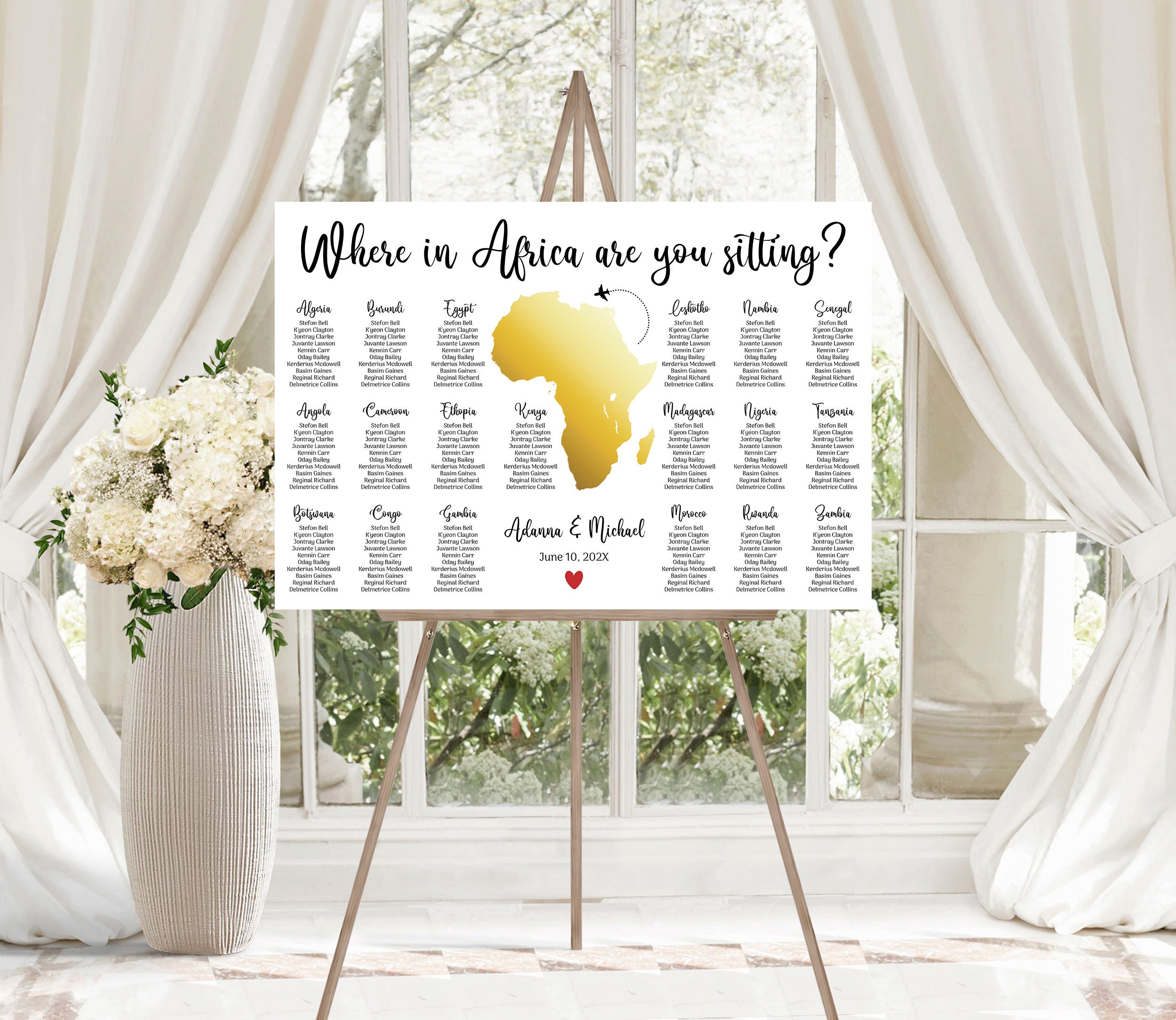 Seating Chart Template African Theme Wedding Seating Chart Wedding ...