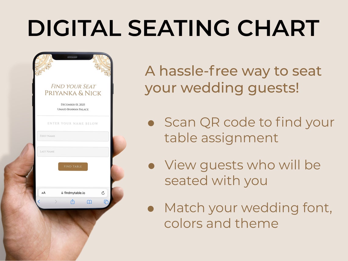 Seating Chart Digital Scan QR Code to Find Your Seat Digital QR Chart ...
