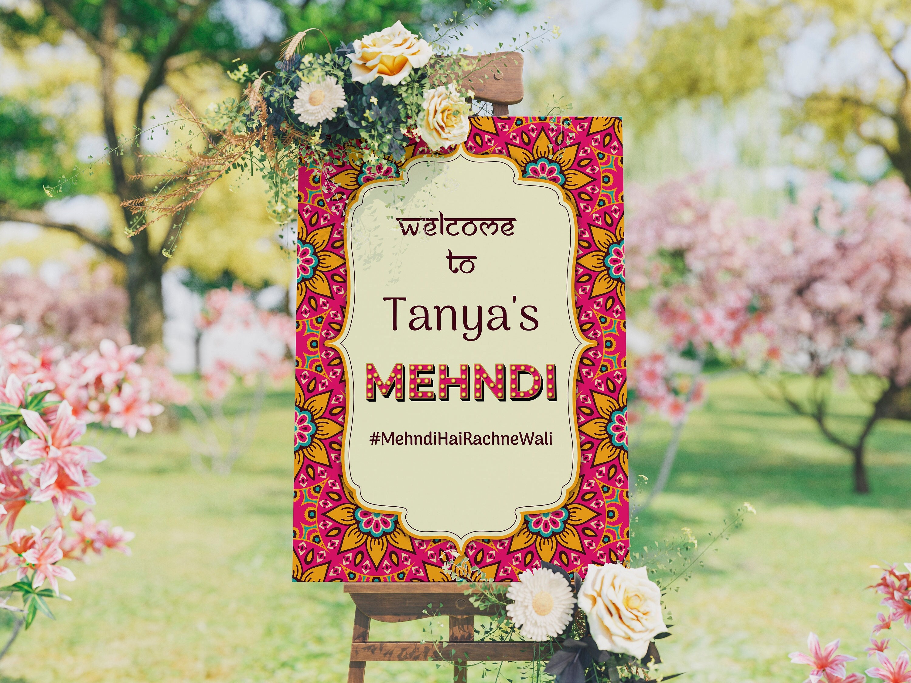 Mehndi Welcome Sign Mendhi Wedding Sign Indian Welcome to Mehndi Sign ...