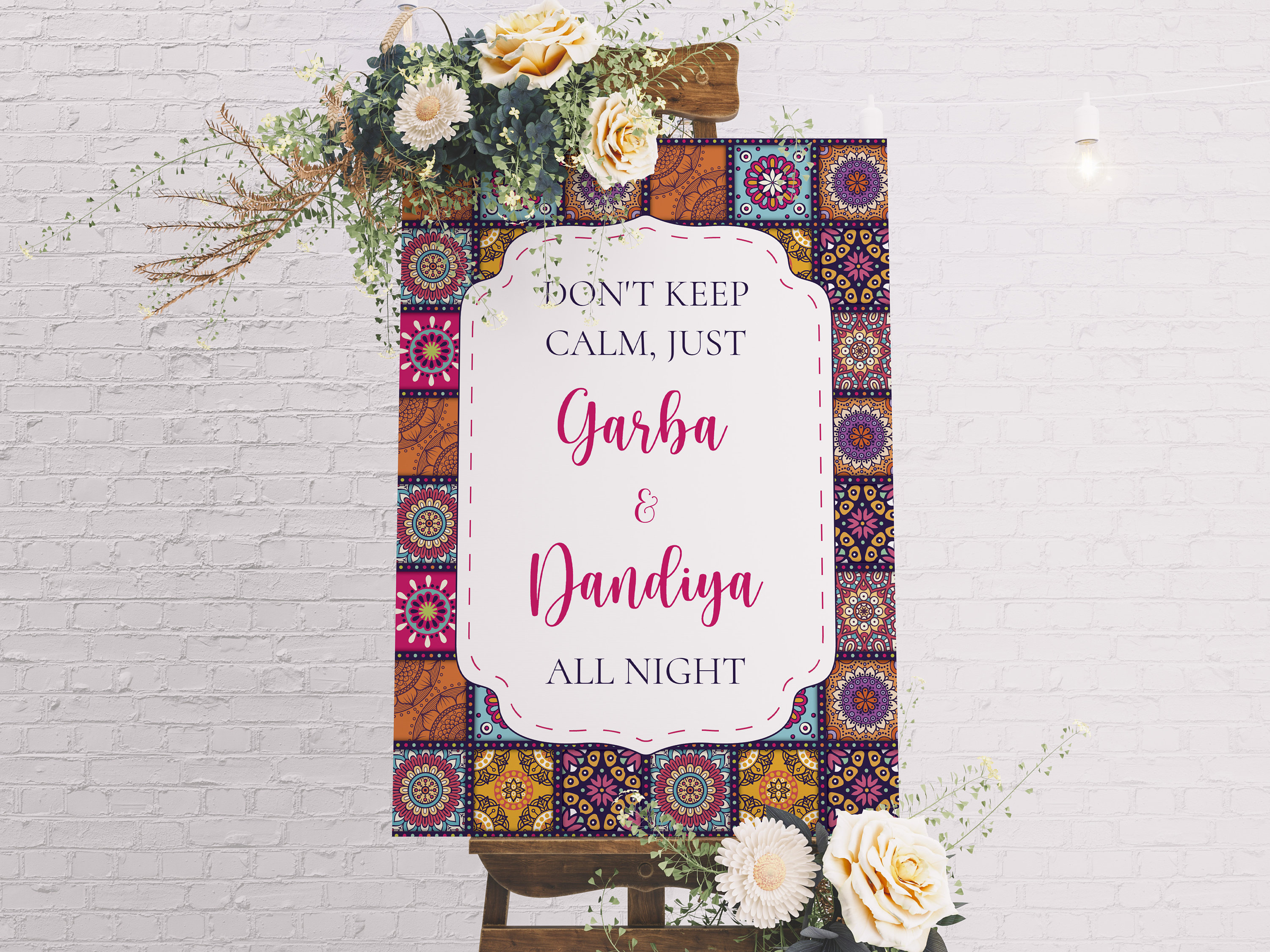 Garba Dandiya Editable Sign Mehndi Sangeet Indian Wedding Table Sign ...