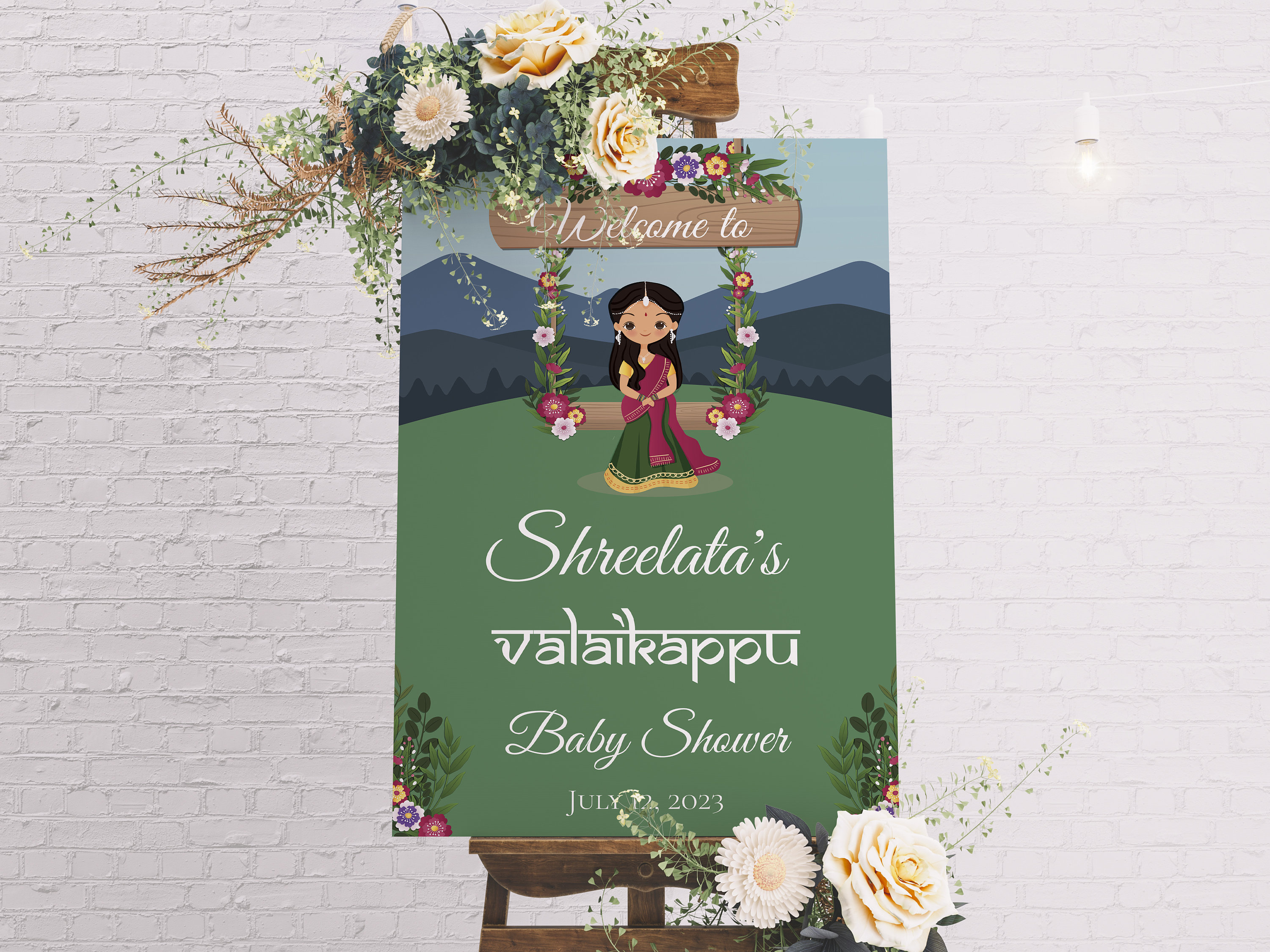 Seemantham Welcome Sign Indian Baby Shower Welcome Board Godh Bharai ...