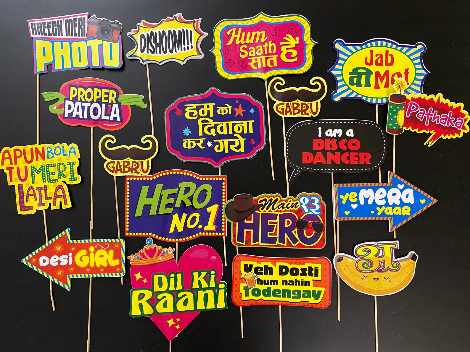 Bollywood Prop Signs Bollywood Party Decor Desi Photo Booth Props ...