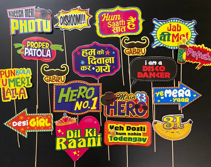 Bollywood Prop Signs Bollywood Party Decor Desi Photo Booth - Etsy