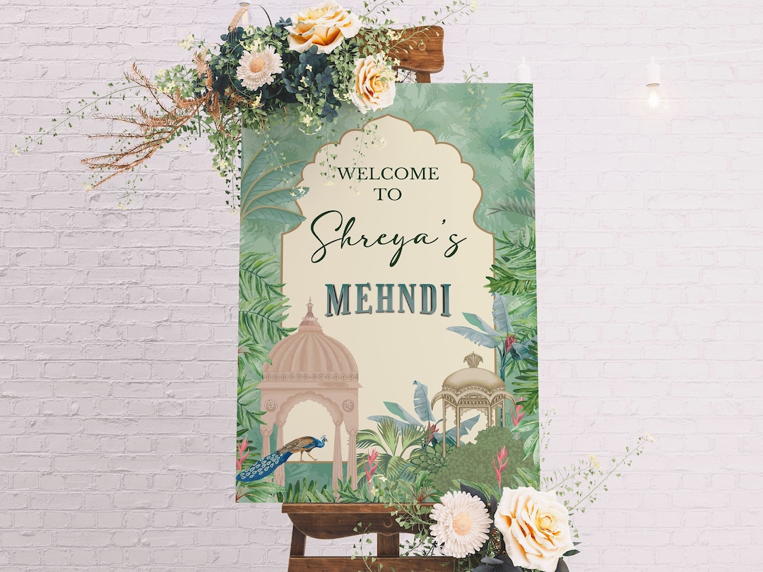 Mehndi Sign Mendhi Wedding Sign Indian Welcome to Mehndi Sign Henna ...