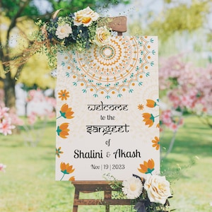 Sangeet Welcome Sign Sangeet Decor Indian Wedding Sign Mandala Sangit ...