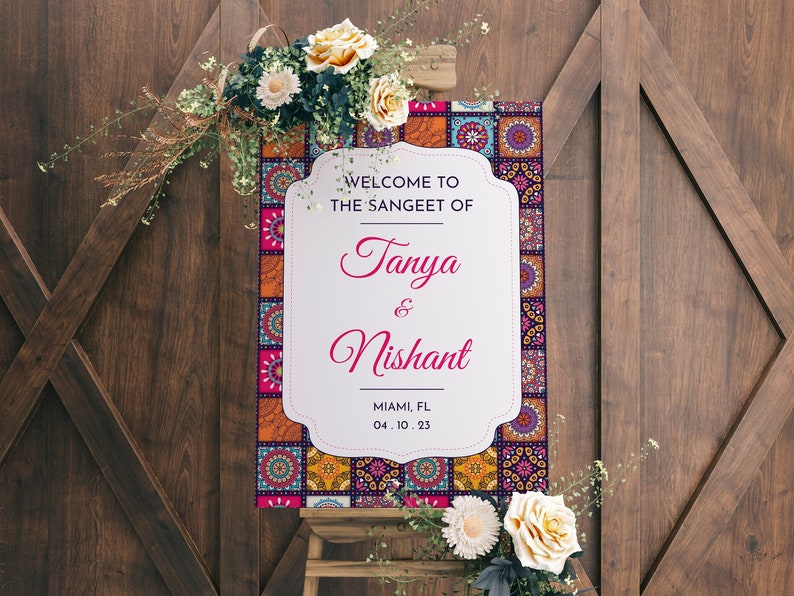 Welcome Sign Sangeet Mehndi Maiyan Functions Desi Welcome Sign Indian ...