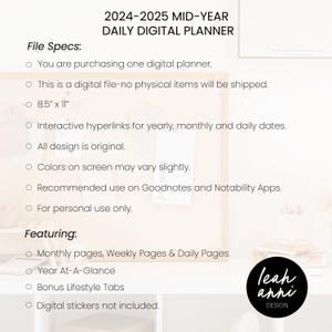 2024 2025 Mid Year Daily Digital Planner Goodnotes Planner Notability ...