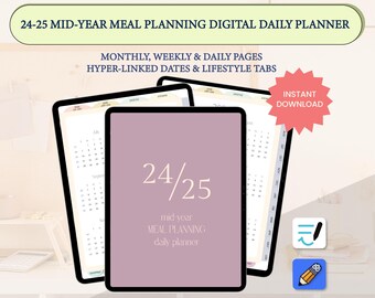 2024 2025 Mid Year Daily Digital Planner Goodnotes Planner Notability ...