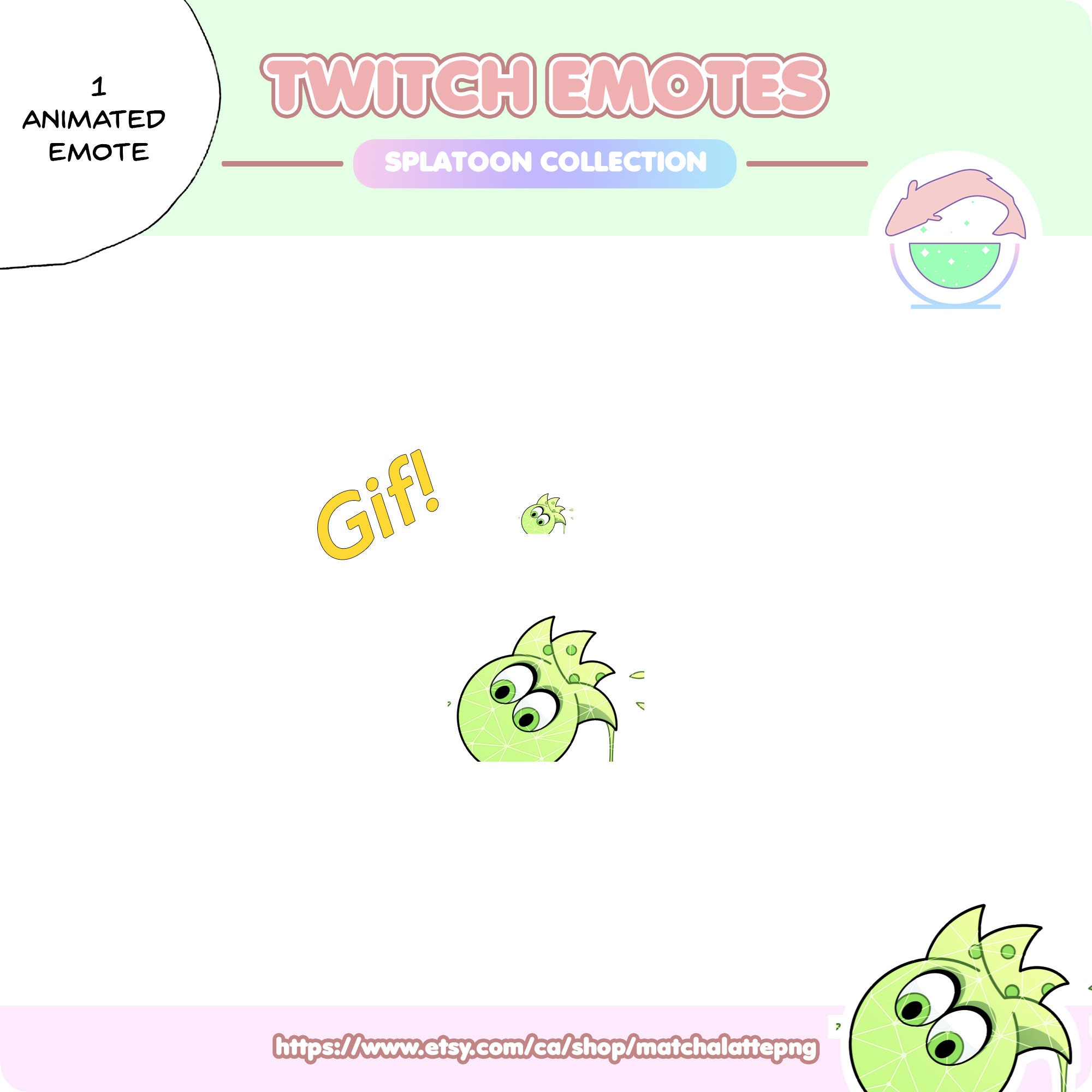 Animated Splatoon Lime Green Octo Squidbag Cute Kawaii Emote | Premade ...