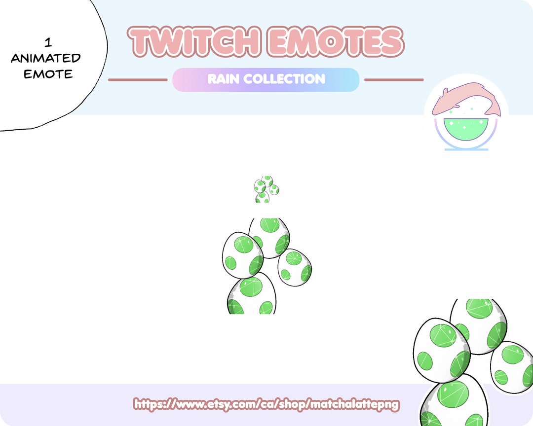 Animated Egg Rain Drop Yoshi Island Super Mario Bros Cute Kawaii Emote ...