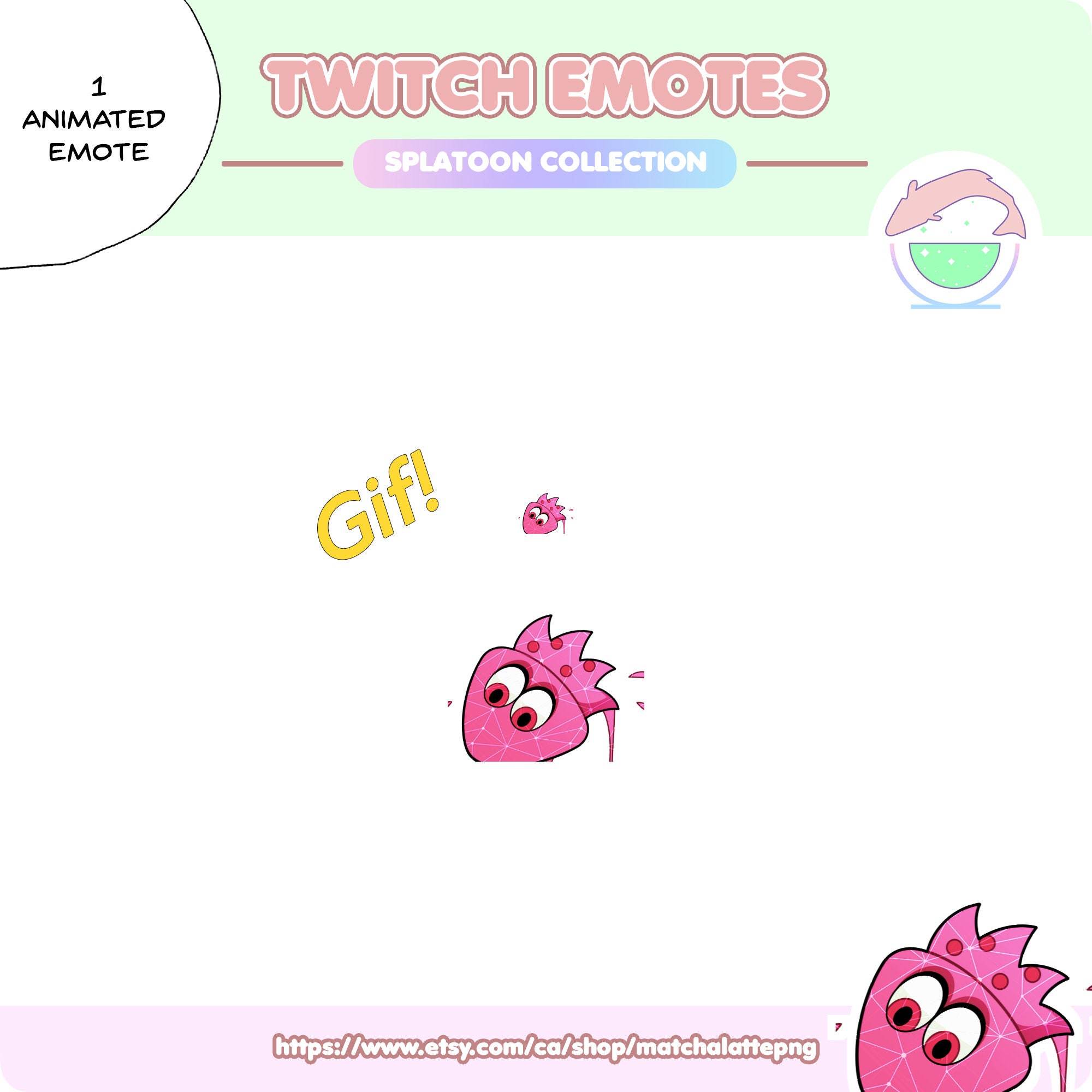 Animated Splatoon Pink Squid Squidbag Cute Kawaii Emote | Premade ...