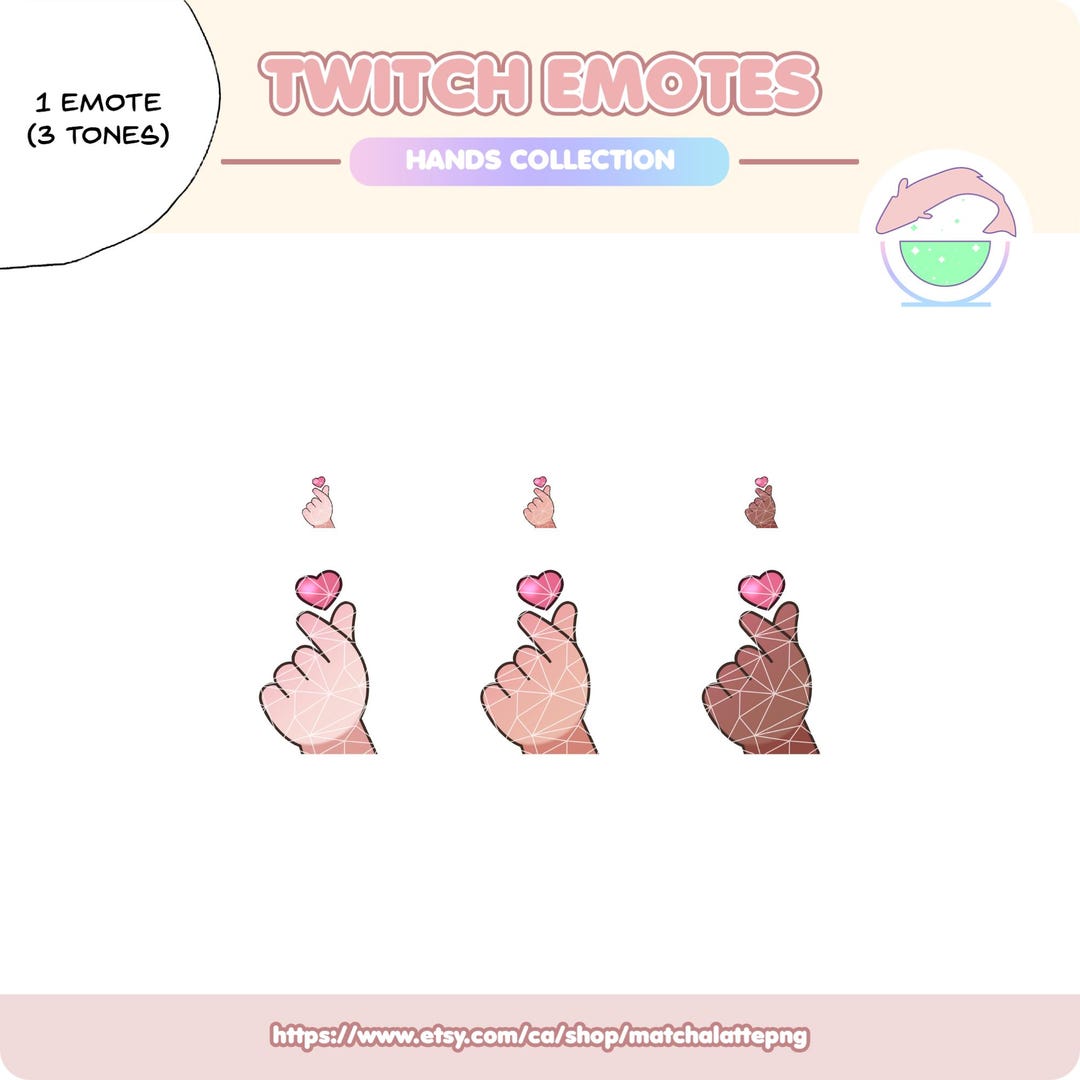 Korean Finger Heart Hand Emote Pack - 3 Skin Tones Included | Twitch ...