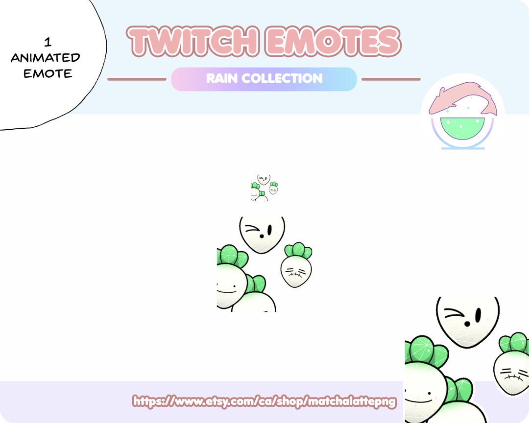 Animated Turnip Rain Drop Super Smash Bros Cute Kawaii Emote | Premade ...