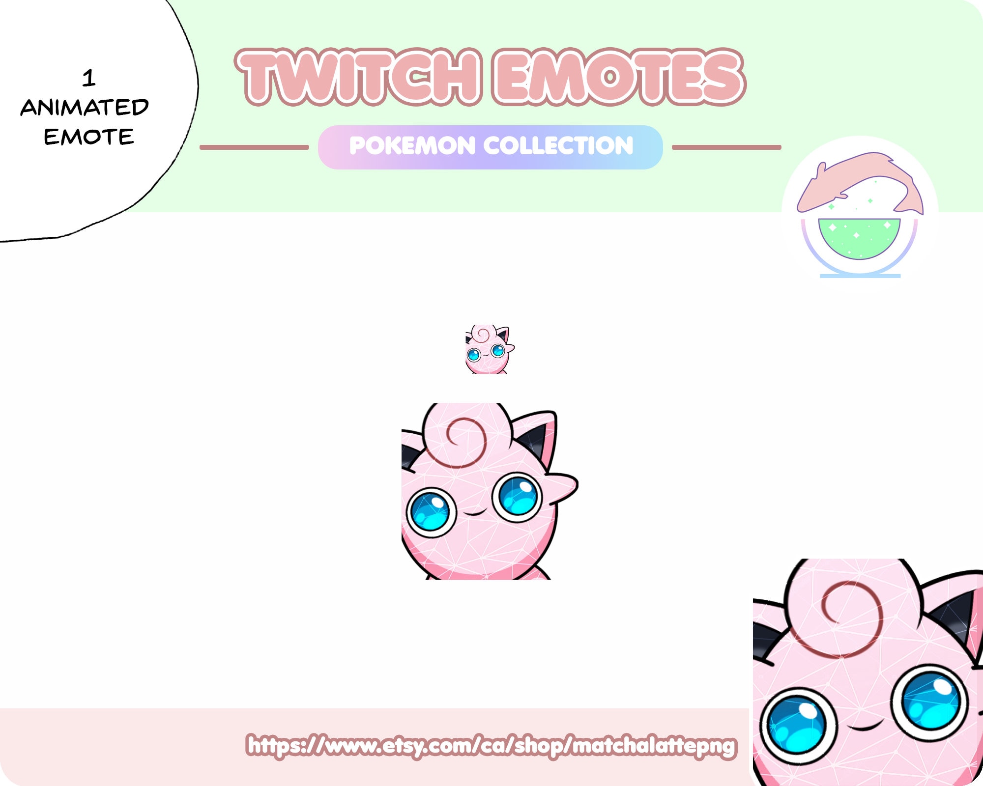 Animated Wiggle Pokemon Jigglypuff Rondoudou Dance Excited Cute Kawaii Emote Premade Twitch