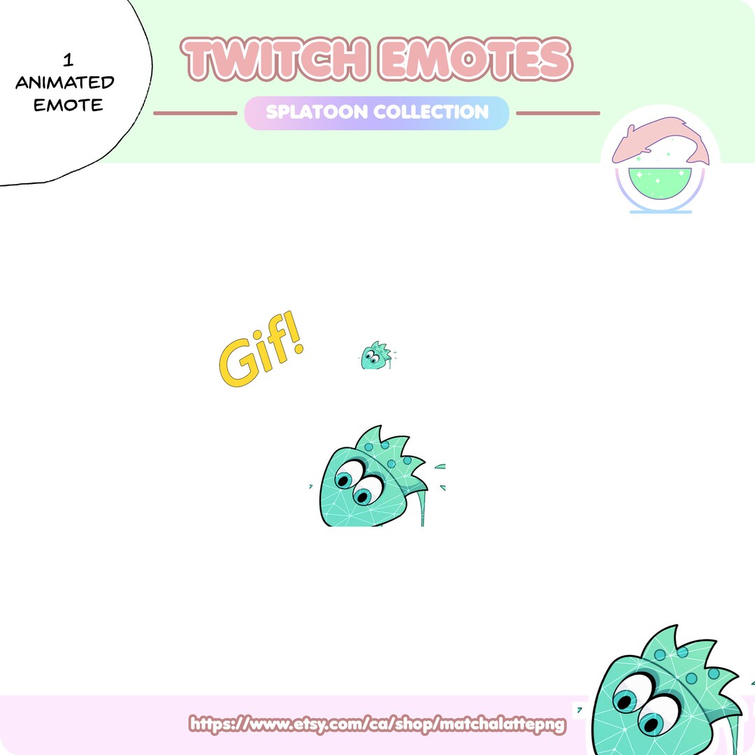Animated Splatoon Turquoise Squid Squidbag Cute Kawaii Emote | Premade ...