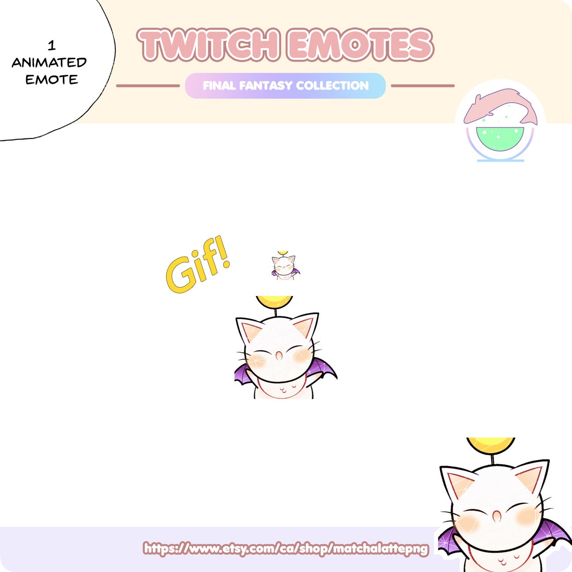 Animated Wiggle Final Fantasy Moogle Dance Excited Cute Kawaii Emote ...