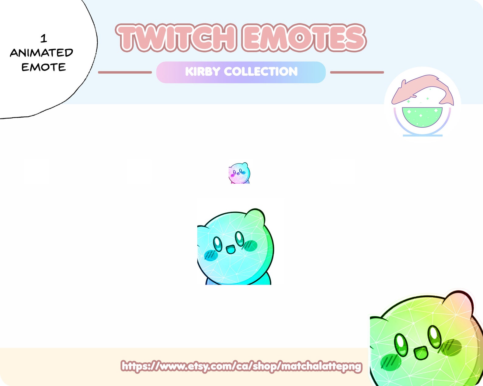 Animated Wiggle Rainbow Kirby Dance Excited Cute Kawaii Emote | Premade ...