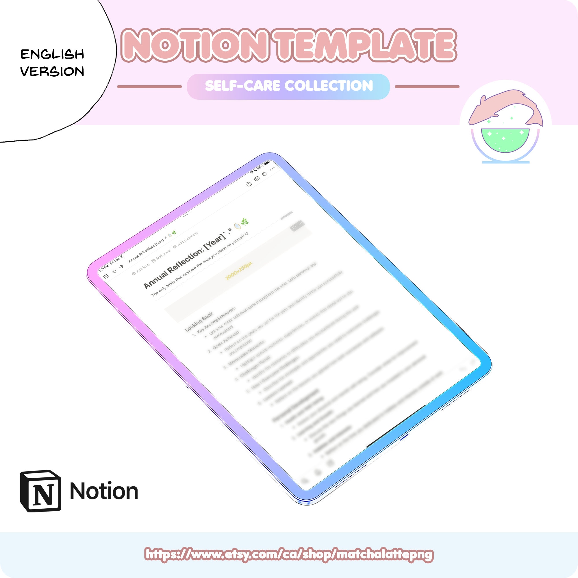 Yearly Review Self Reflection Journal Prompts | Notion Journal End of ...