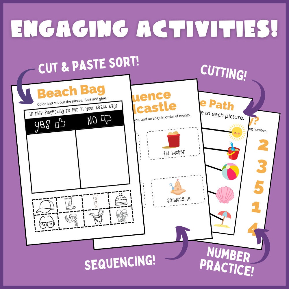 Summer Preschool Bundle, Printable Worksheets, Preschool Activities ...