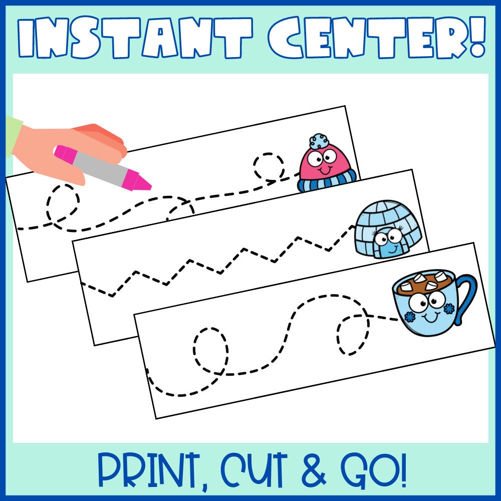 Winter Tracing Practice Cards - Winter Fine Motor Skills - Etsy