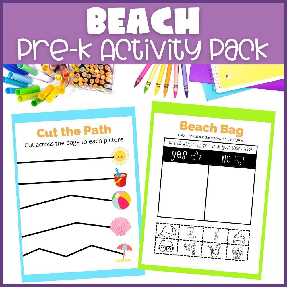 Beach Preschool Bundle, Printable Worksheets, Preschool Activities ...