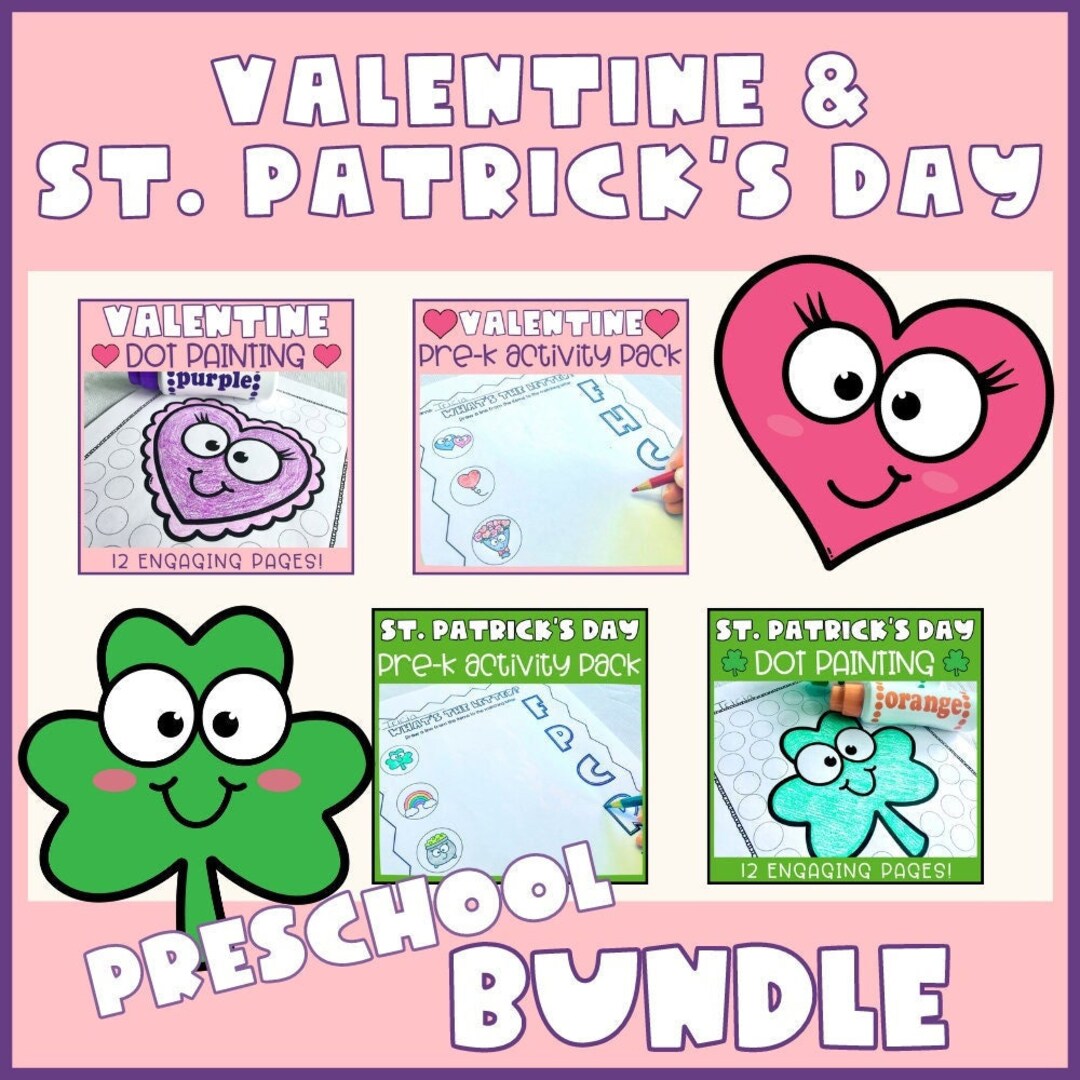 Valentine & St. Patrick's Day Preschool Activity Bundle - Etsy