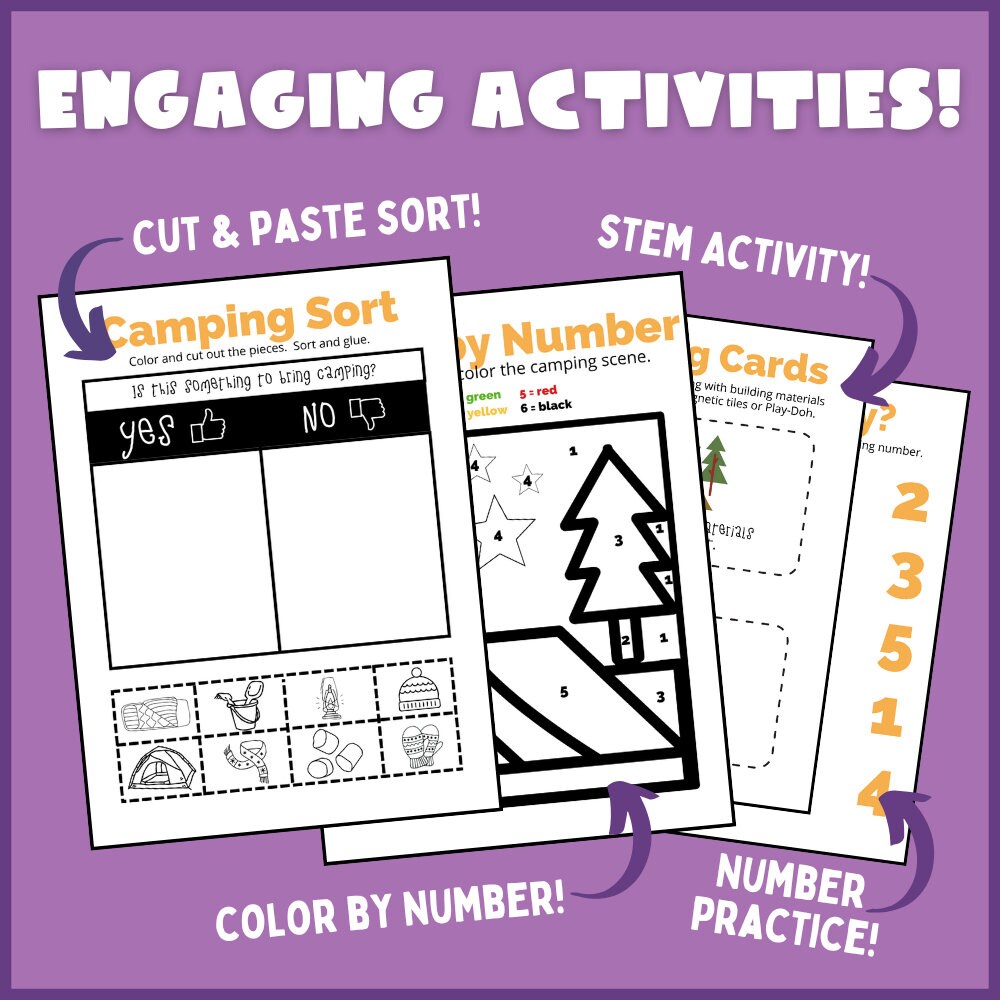 Camping Preschool Bundle, Printable Worksheets, Preschool Activities ...